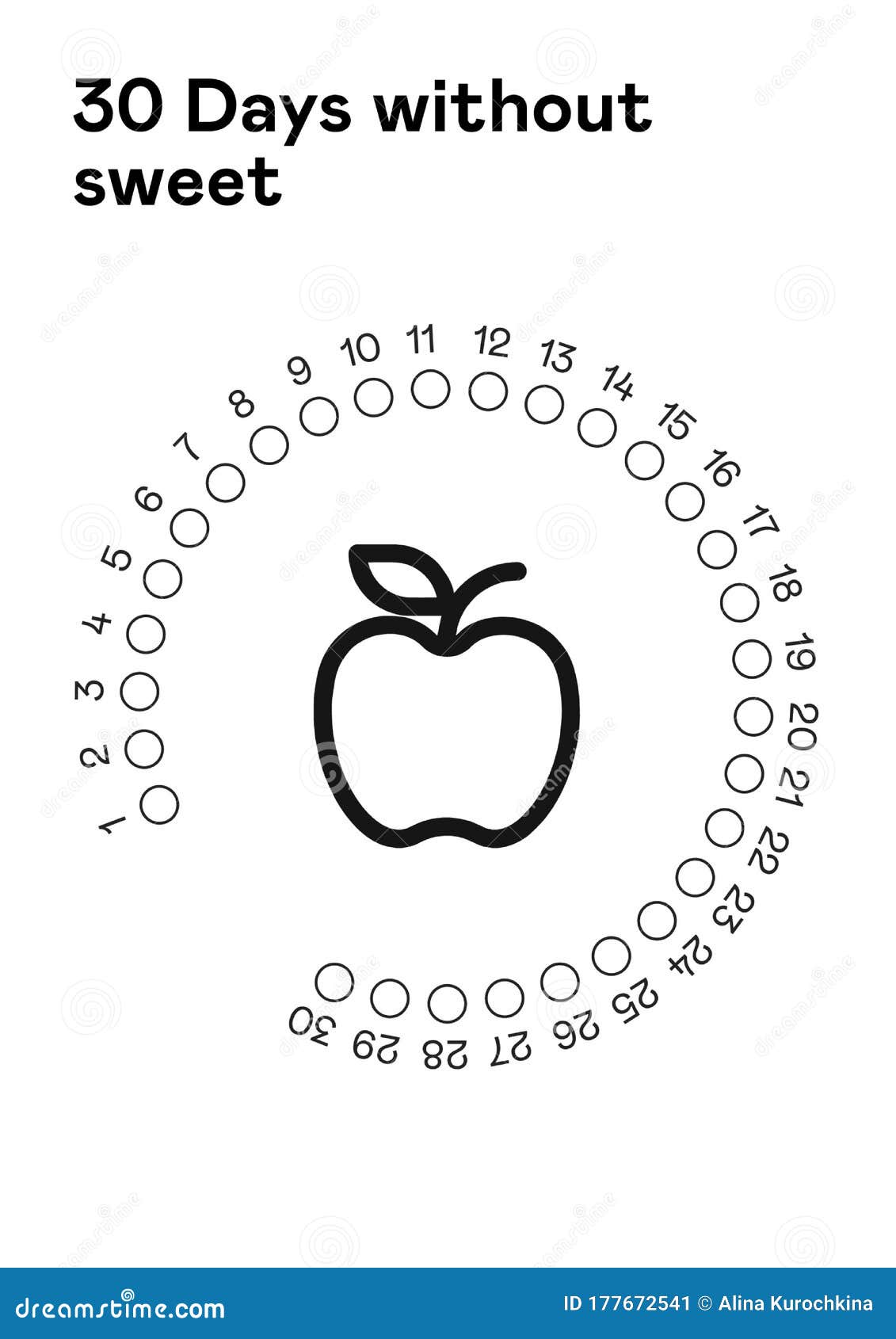 Habit Tracker. 30 Days without Sweets Stock Illustration - Illustration ...