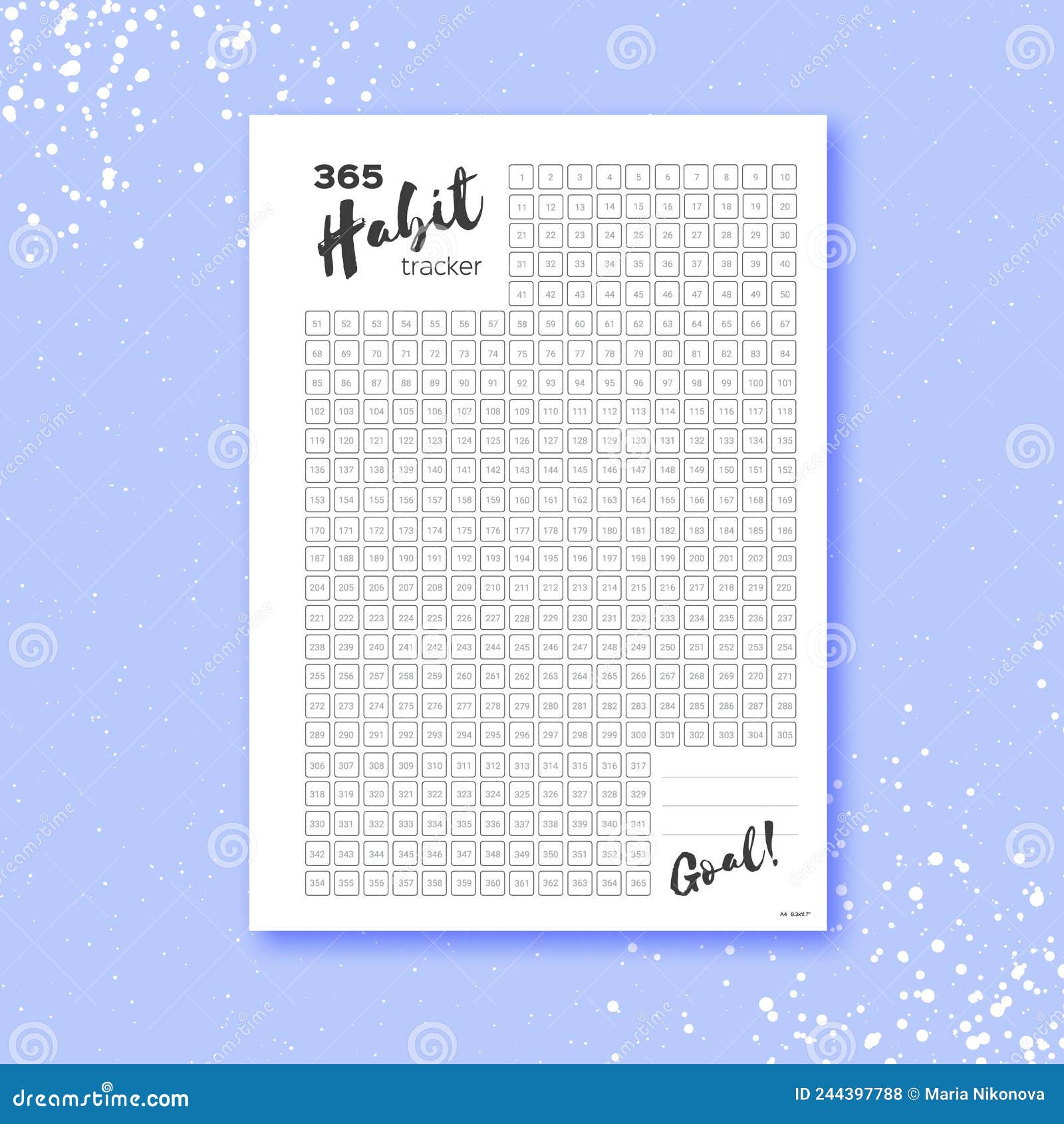 Habit Tracker. 365 Days Template Habit Diary for Year. Journal Planner ...