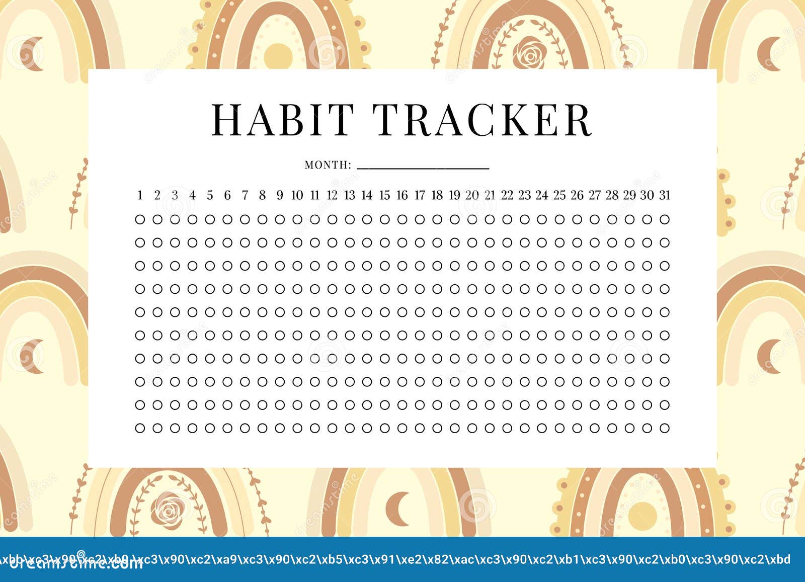 Habit Tracker. Monthly Planner Habit Tracker Blank Template Stock ...