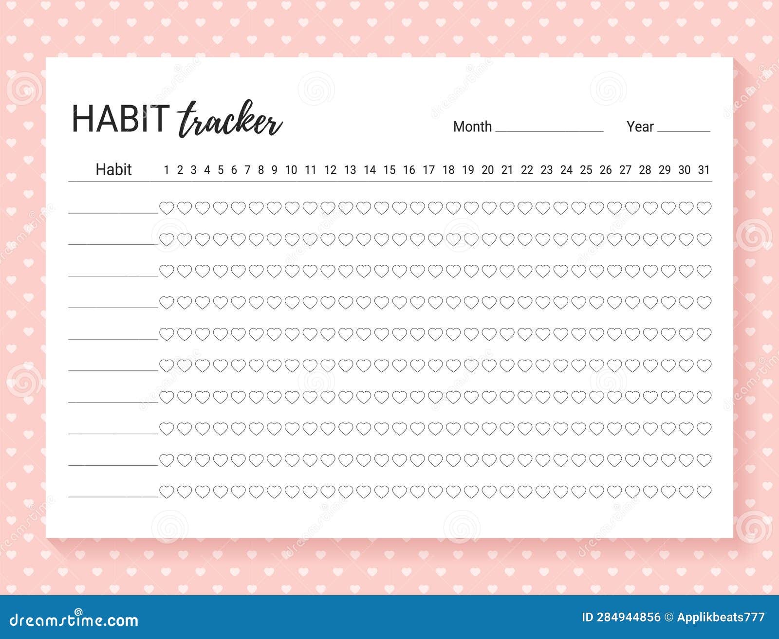 Habit Tracker Template. Habit Diary Layout for Month. Vector ...