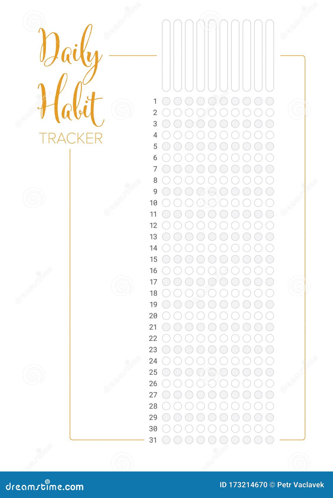 Daily Habit Tracker Template Stock Vector - Illustration of list ...