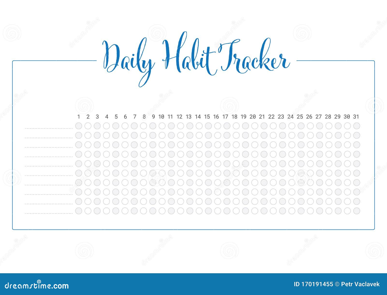 Daily Habit Tracker Template Stock Vector - Illustration of days ...