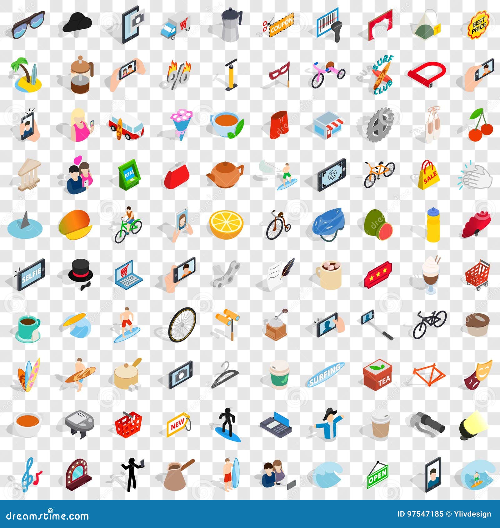 100 Habits Icons Set, Isometric 3d Style Stock Vector - Illustration of ...