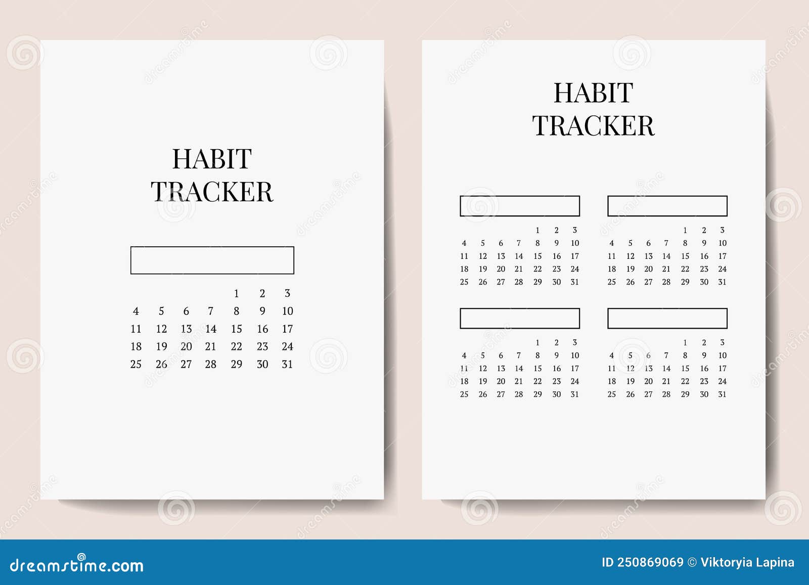 Habits Tracker Printable Template Vector. Blank White Notebook Page A4 ...