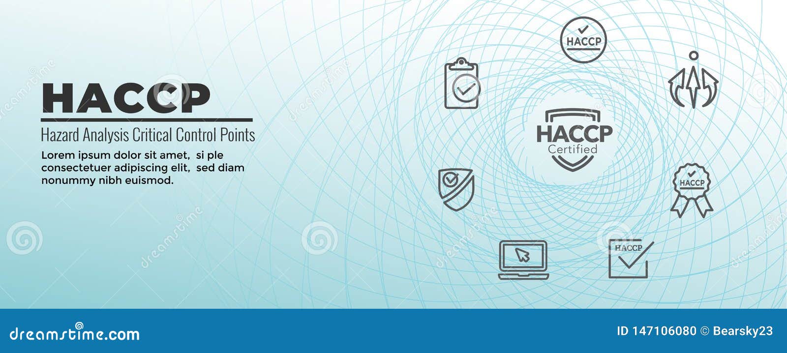 HACCP - Hazard Analysis Critical Control Points Icon Set and Web Header ...