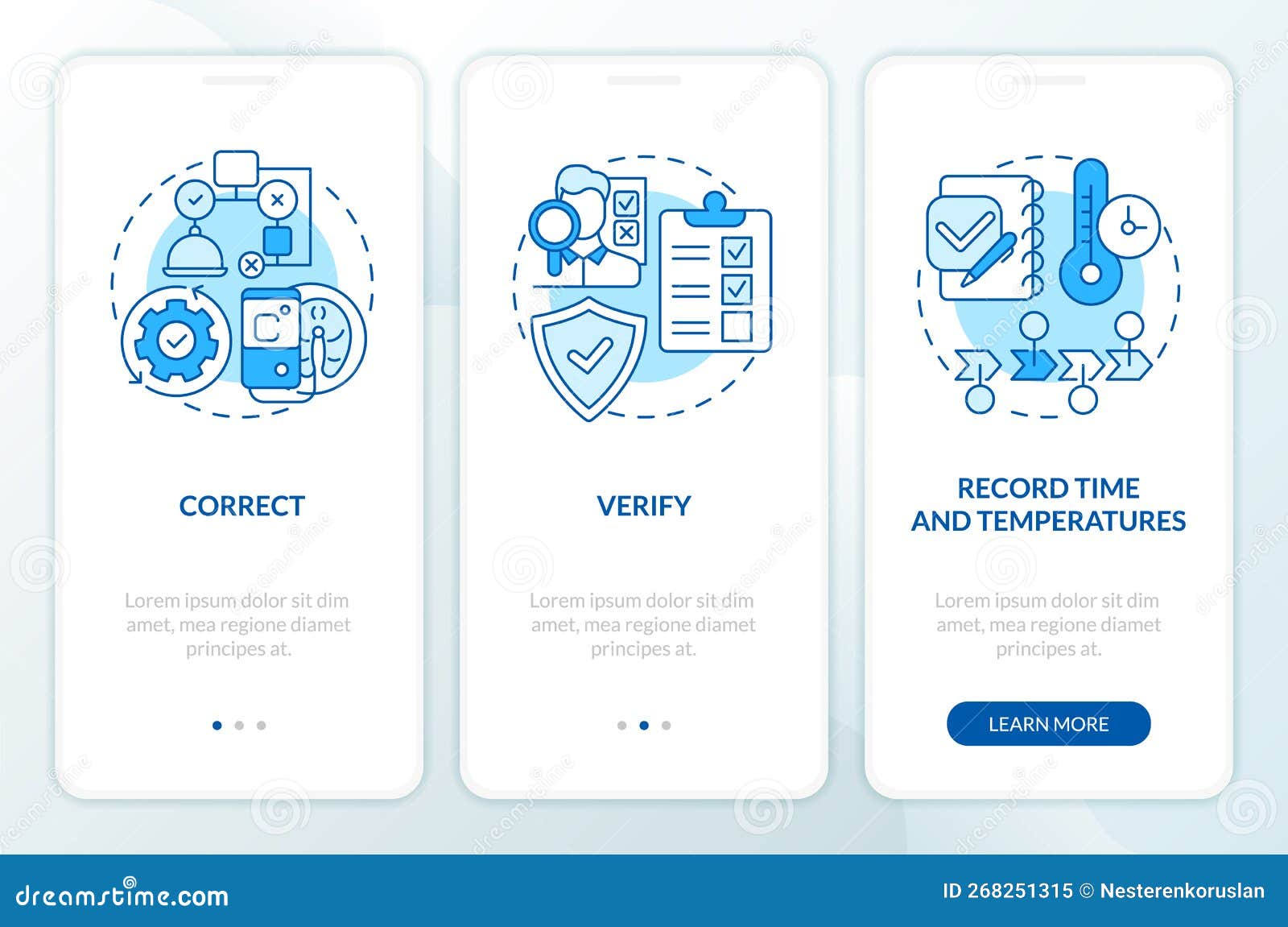 HACCP in Work Blue Onboarding Mobile App Screen Stock Vector ...