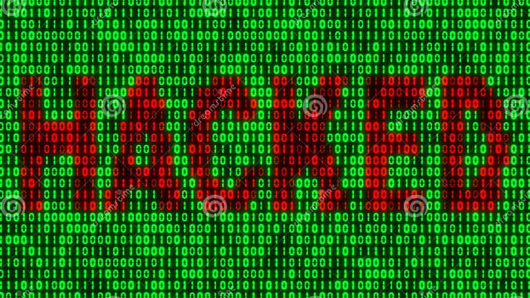 Hack Concept with Binary Code. Glowing Digital Numbers 3d Illustration ...