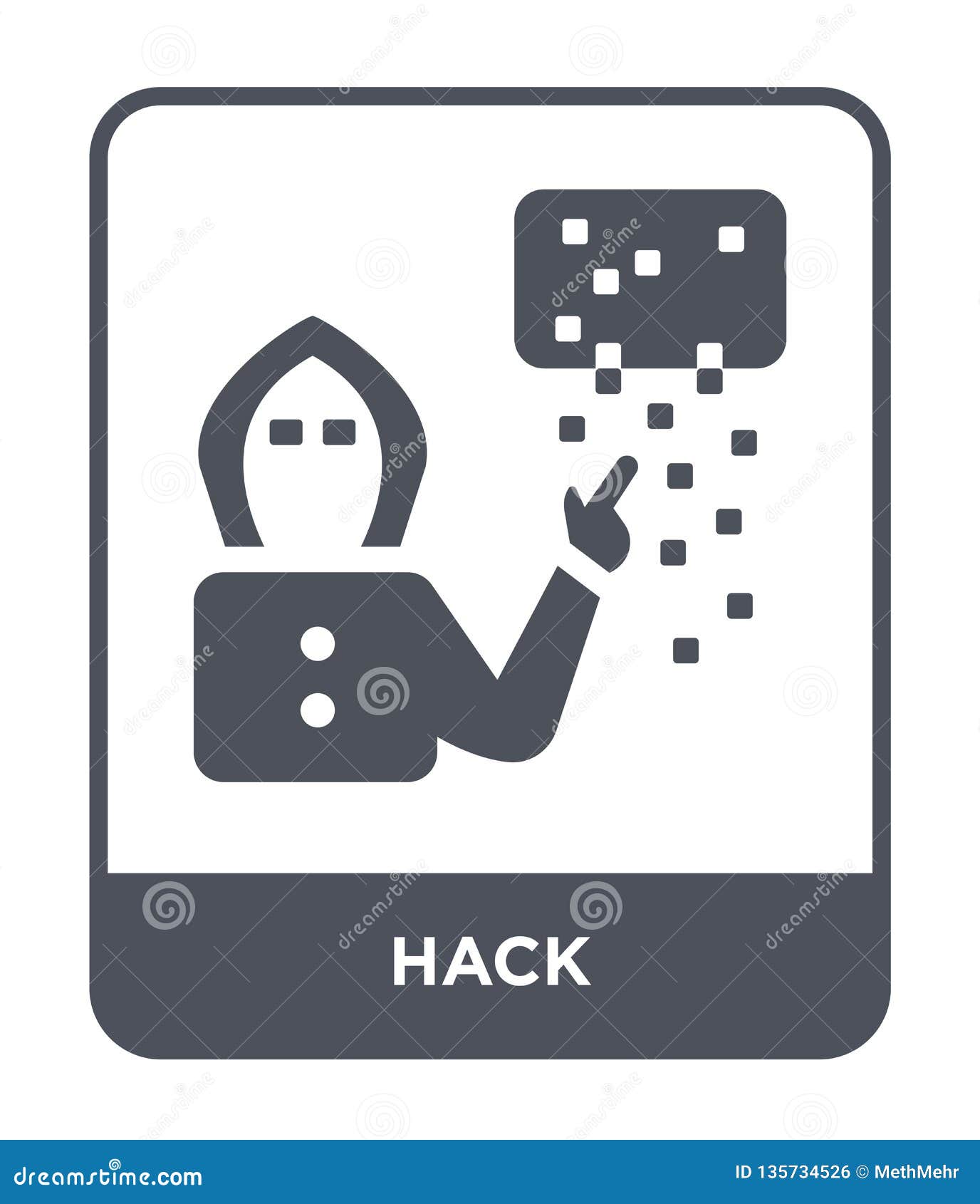 Hack Icon in Trendy Design Style. Hack Icon Isolated on White ...