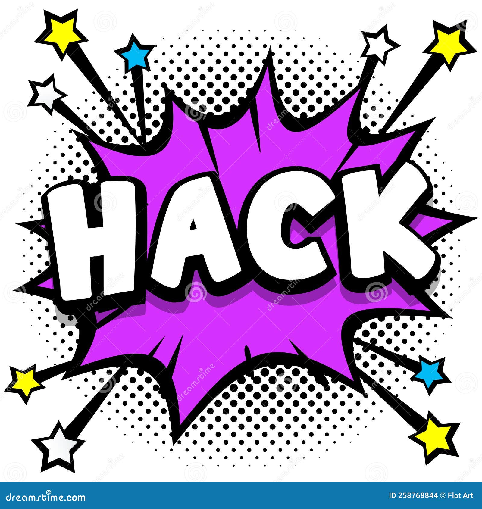 Hack Pop Art Comic Speech Bubbles Book Sound Effects Stock Vector ...