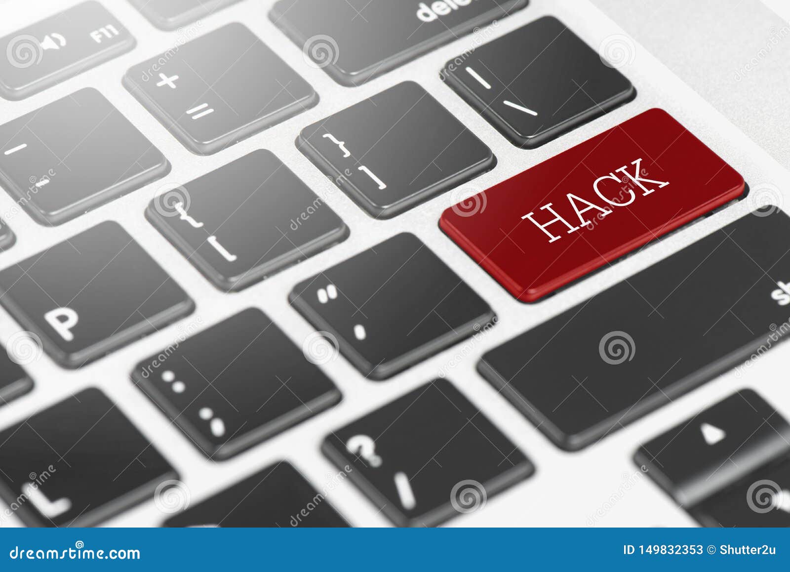"HACK" Red Button Keyboard on Laptop Computer for Business and ...