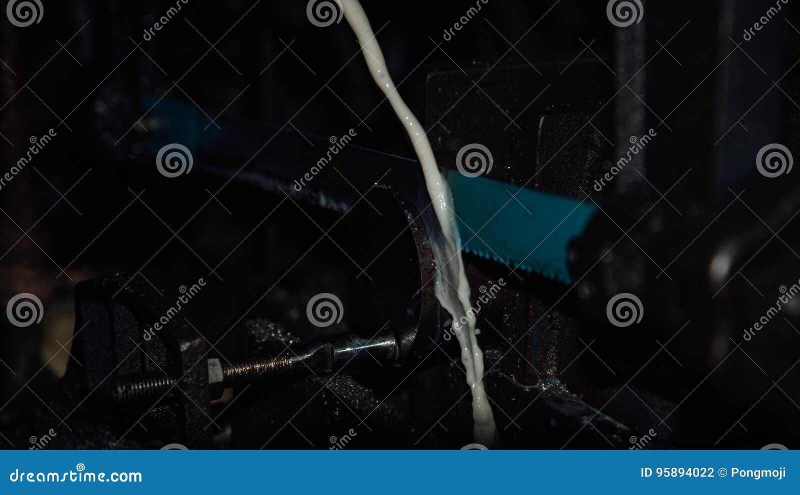 Hack Sawing Machine Working To Cutting a Metal Stock Photo - Image of ...