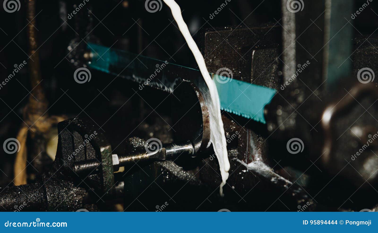 Hack Sawing Machine Working To Cutting a Metal Stock Photo - Image of ...