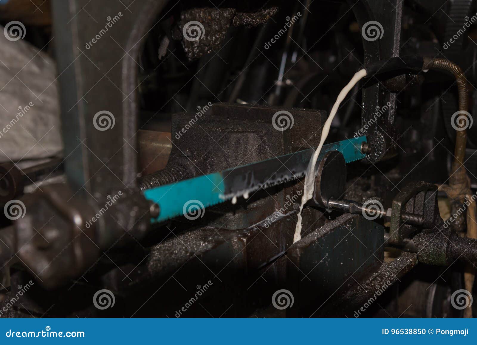 Hack Sawing Machine Working To Cutting a Metal Stock Photo - Image of ...