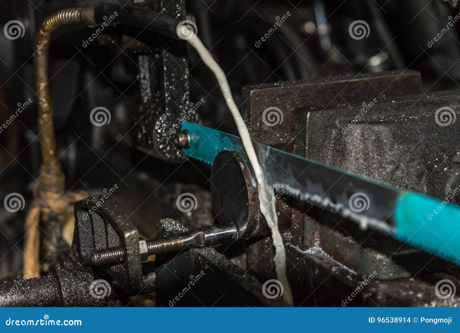 Hack Sawing Machine Working To Cutting a Metal Stock Photo - Image of ...