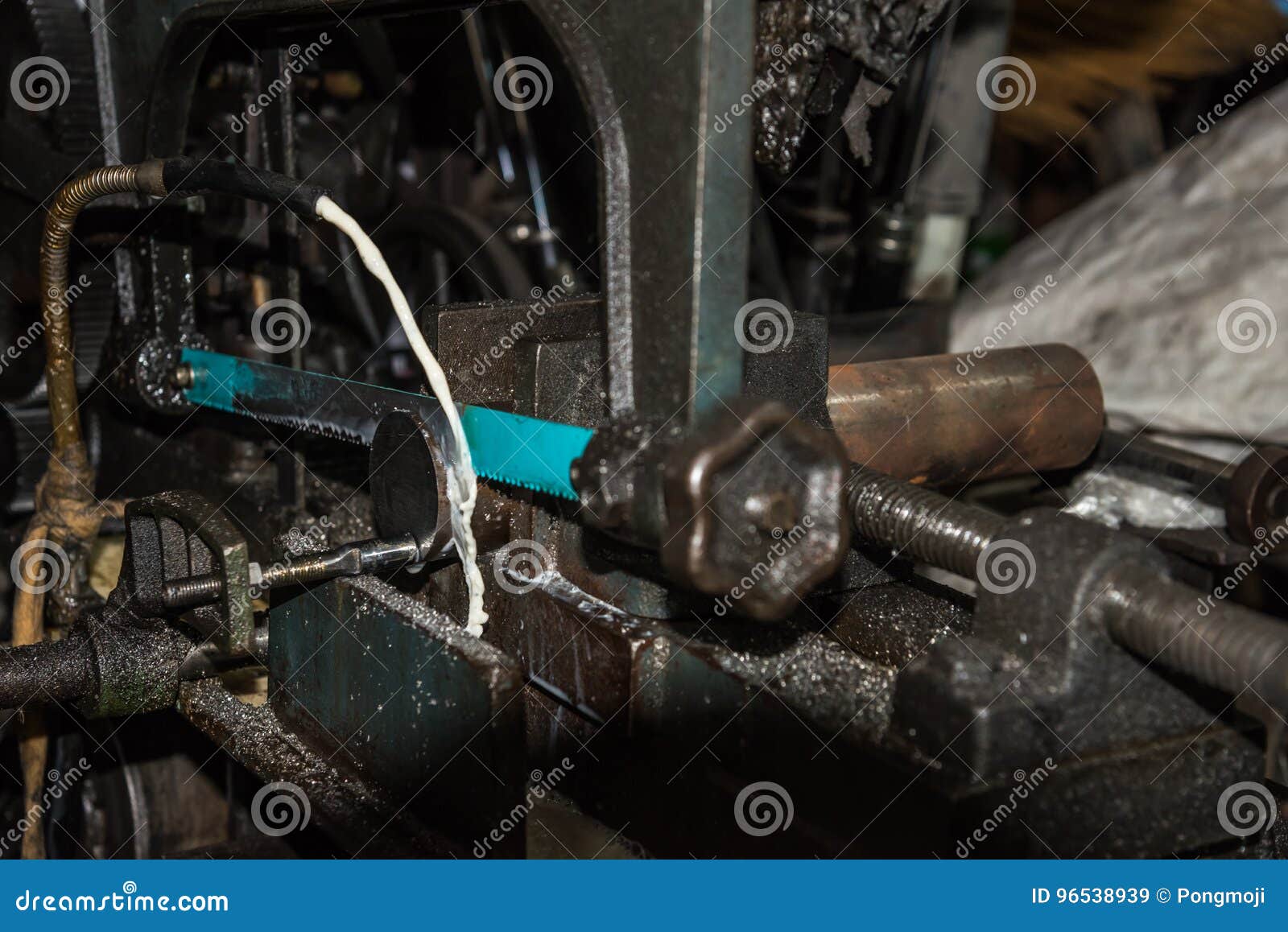 Hack Sawing Machine Working To Cutting a Metal Stock Image - Image of ...