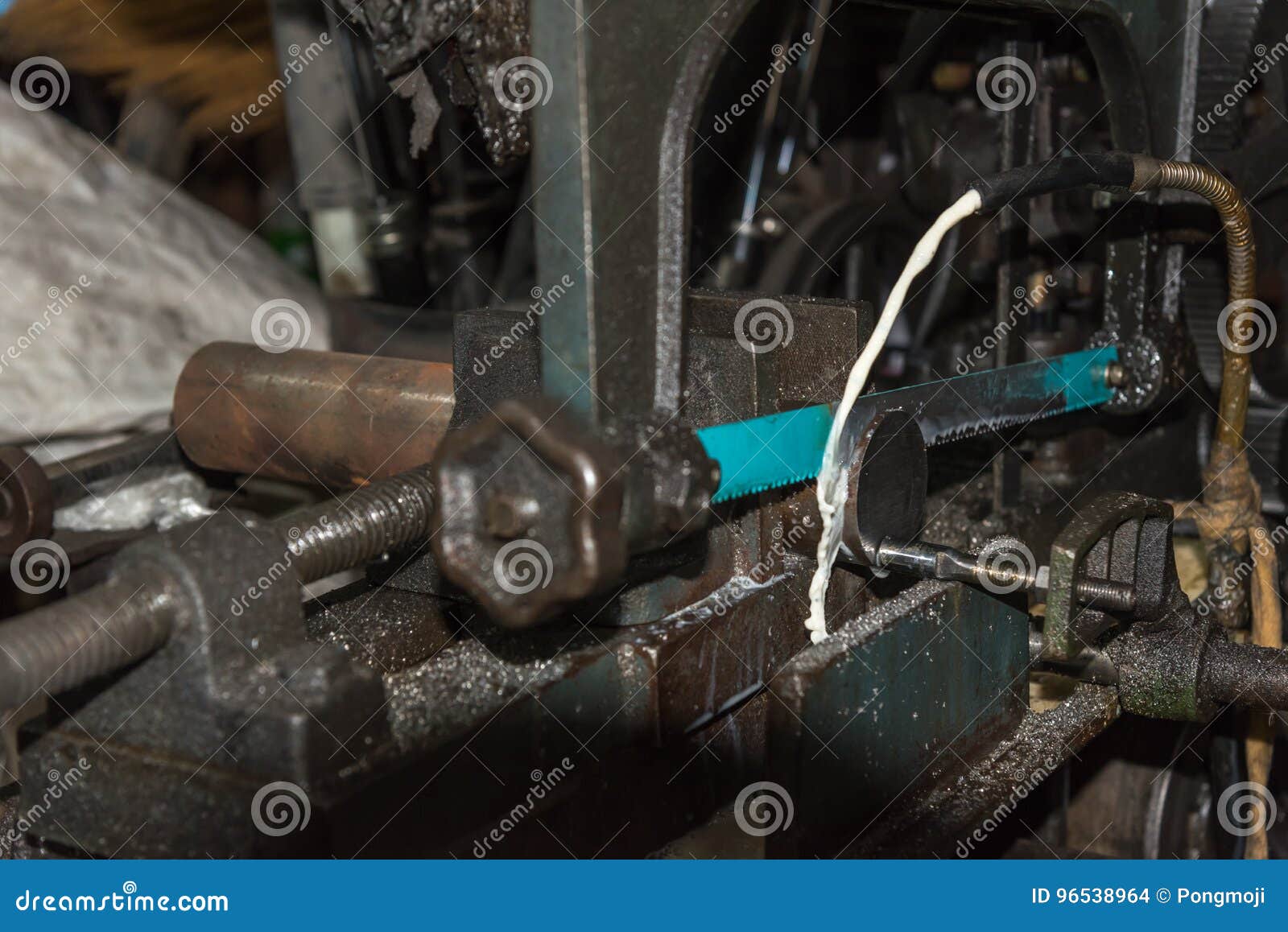 Hack Sawing Machine Working To Cutting a Metal Stock Photo - Image of ...