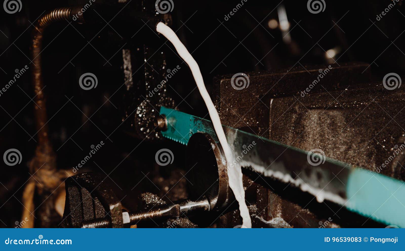 Hack Sawing Machine Working To Cutting a Metal Stock Image - Image of ...