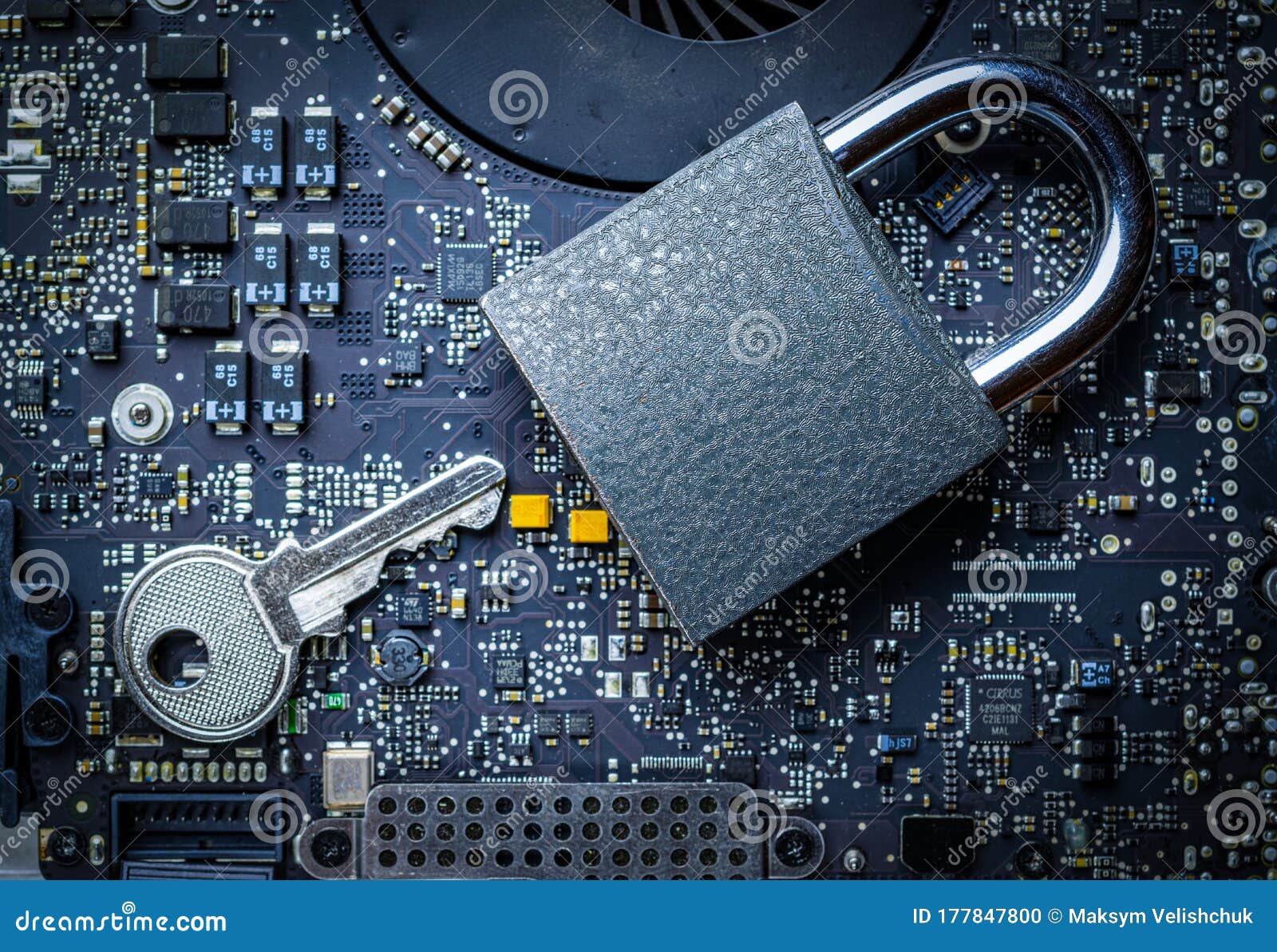 Hack Security Data Protection. Computer Internet Safe with Lock, Key on ...