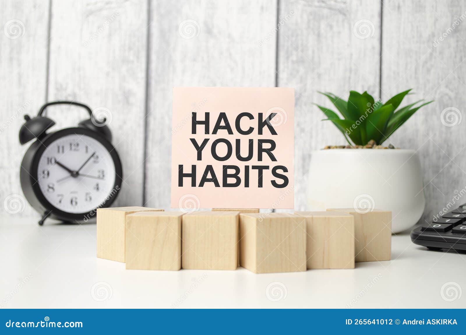 Hack Your Habits Words with Clock with Wooden Blocks Stock Photo ...