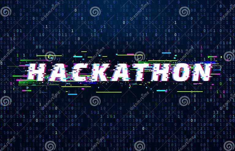 Hackathon Background. Hack Marathon Coding Event, Glitch Poster and Saturated Binary Data Code ...