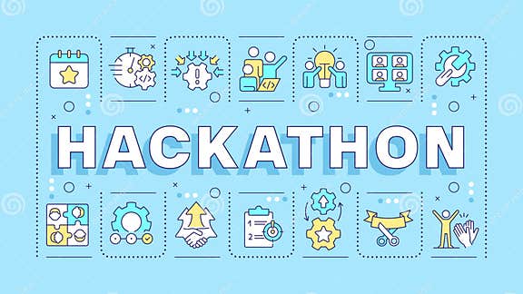 Hackathon Blue Word Concept Stock Vector - Illustration of event ...