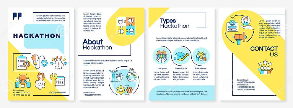 Hackathon Blue and Yellow Brochure Template Stock Vector - Illustration of technology, poster ...