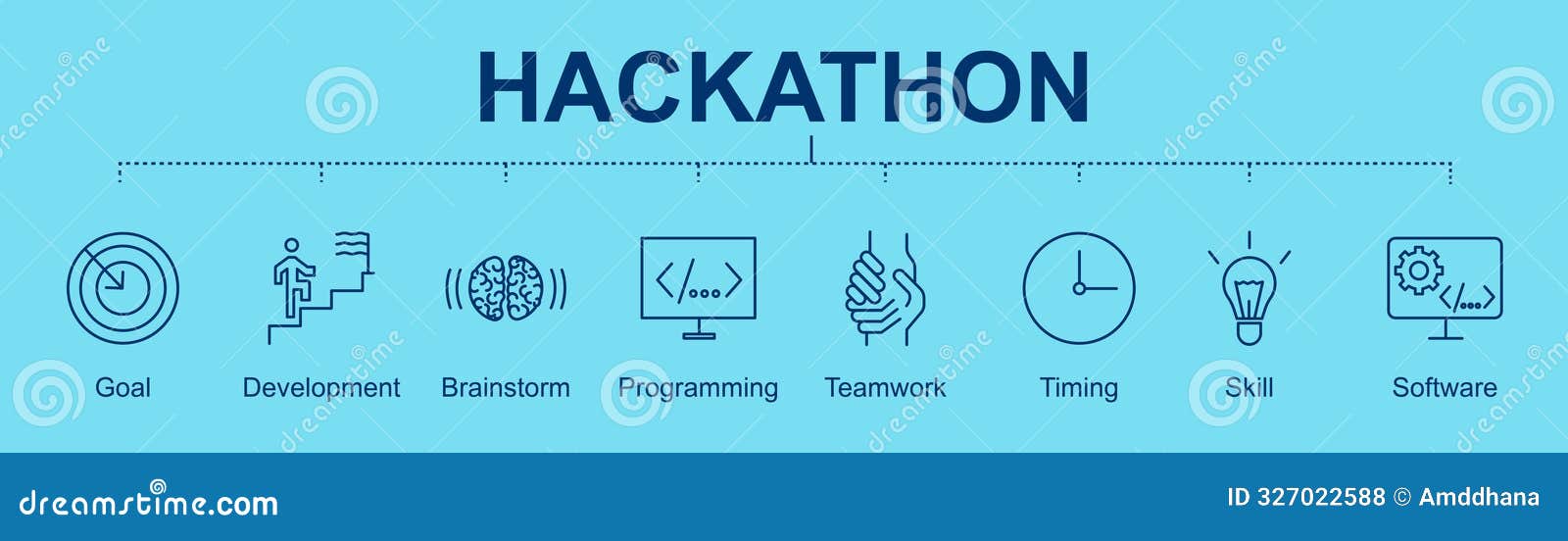 Hackathon Concept Banner with Icons Stock Illustration - Illustration ...