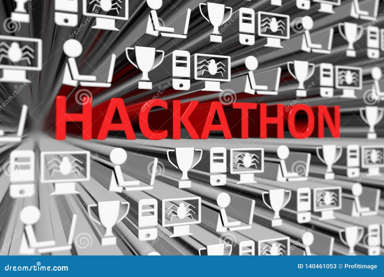 HACKATHON Concept Blurred Background Stock Illustration - Illustration ...