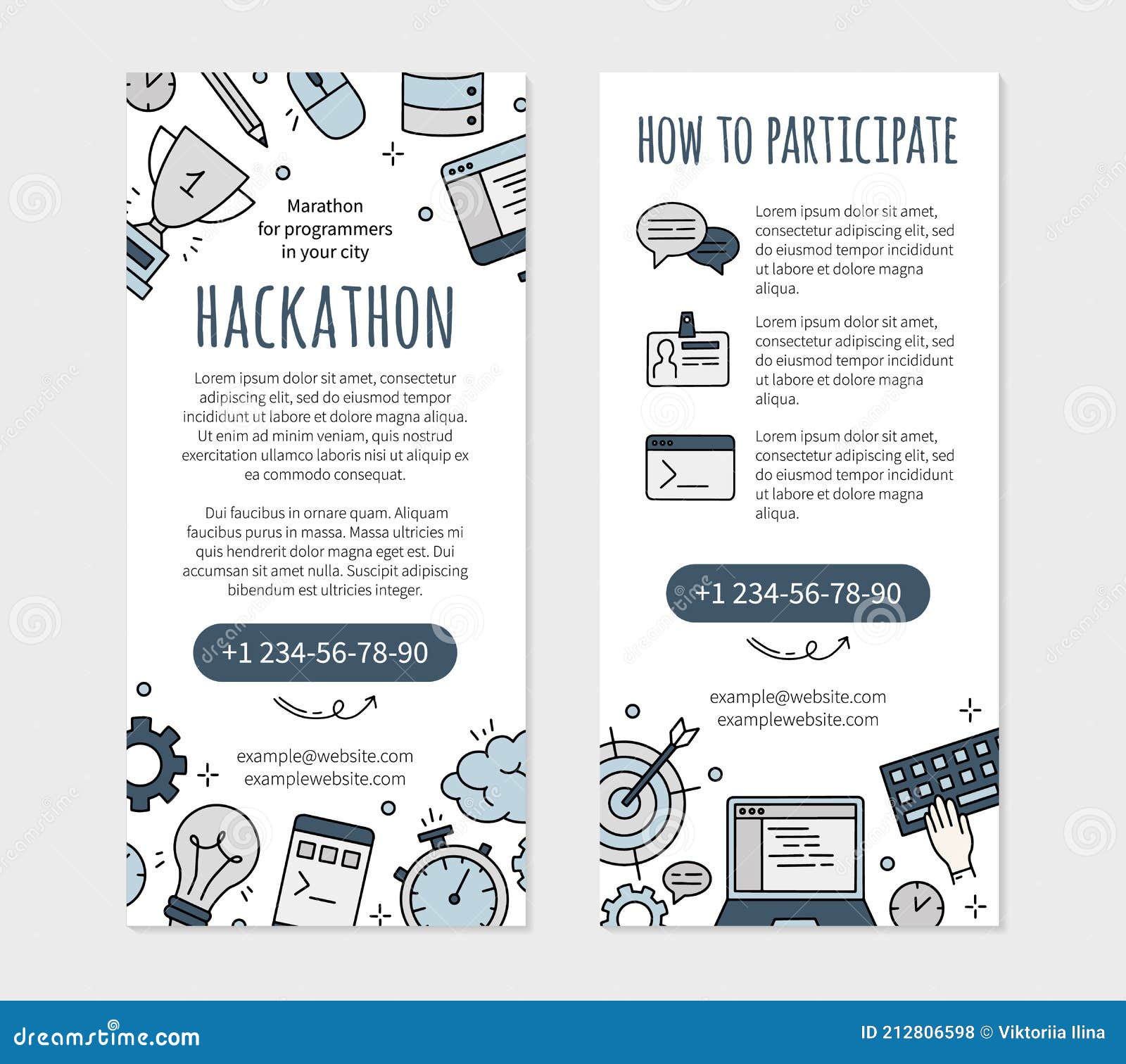 Hackathon and Datathon Flyer in Doodle Style Stock Vector ...