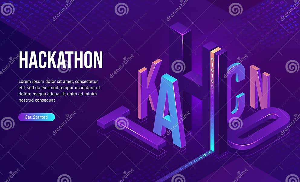 Hackathon Isometric Landing, Software Development Stock Vector - Illustration of development ...