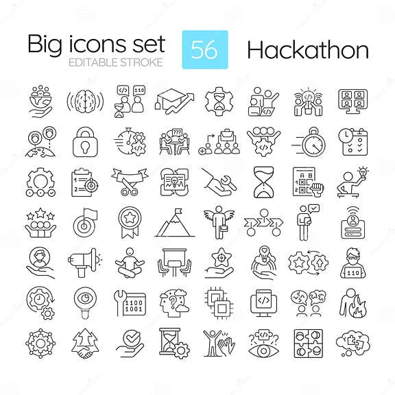 Hackathon linear icons set stock vector. Illustration of collaboration ...