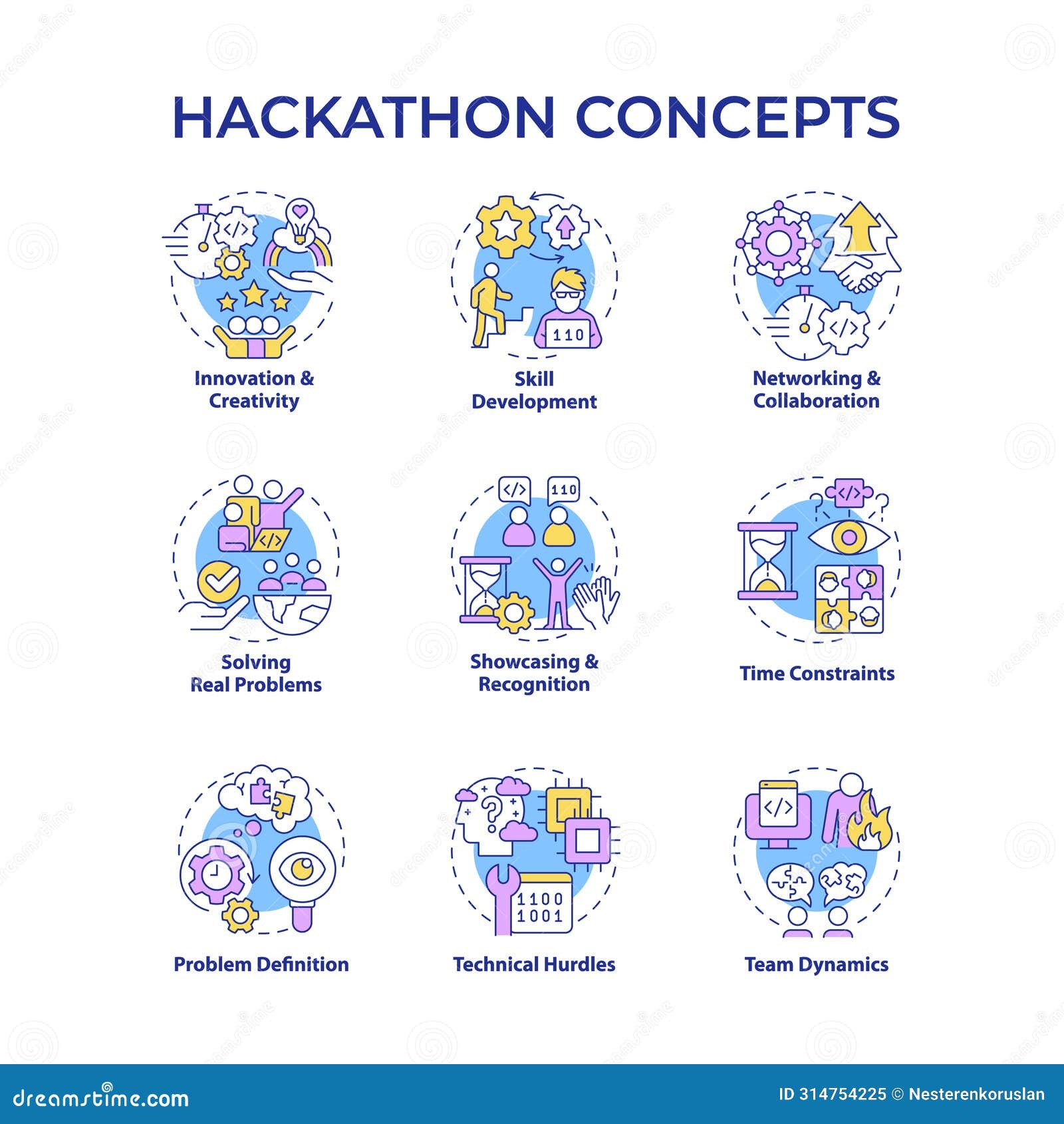 Hackathon Multi Color Concept Icons Stock Vector - Illustration of ...