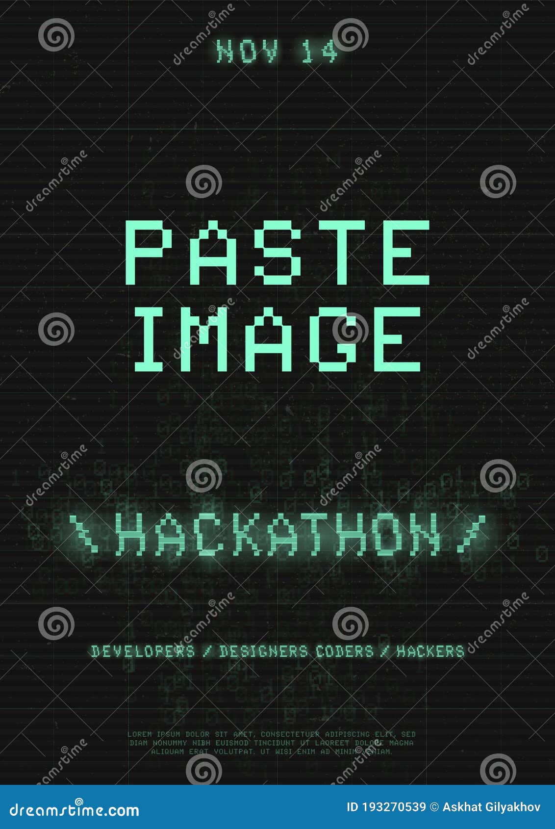 Hackathon Poster. Retrowave Cyberpunk Futuristic Poster with 8-bit ...
