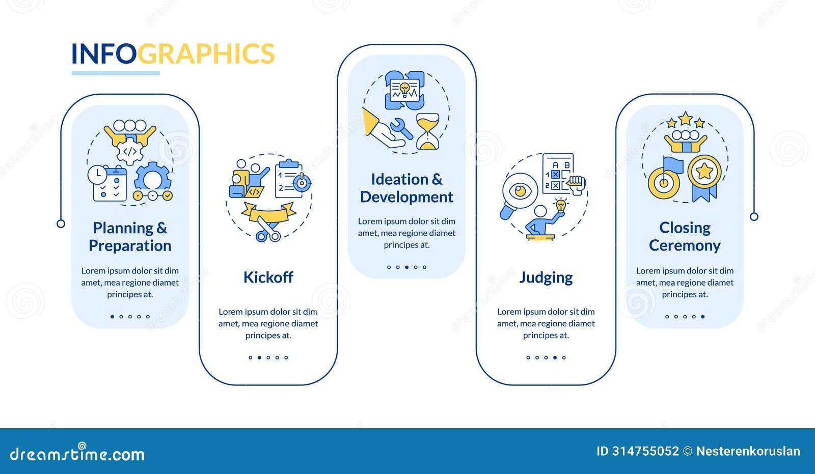 Hackathon Process Structure Blue Rectangle Infographic Template Stock Illustration ...