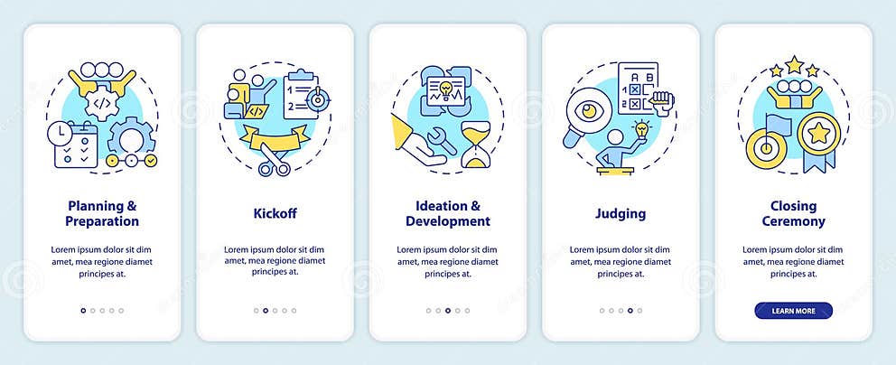 Hackathon Process Structure Onboarding Mobile App Screen Stock Illustration Illustration Of