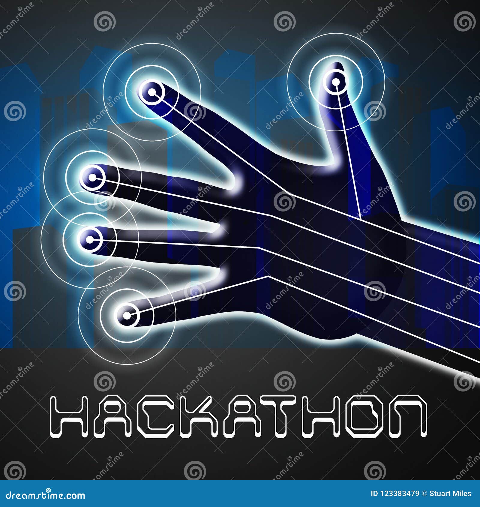 Hackathon Technology Threat Online Coding 2d Illustration Stock