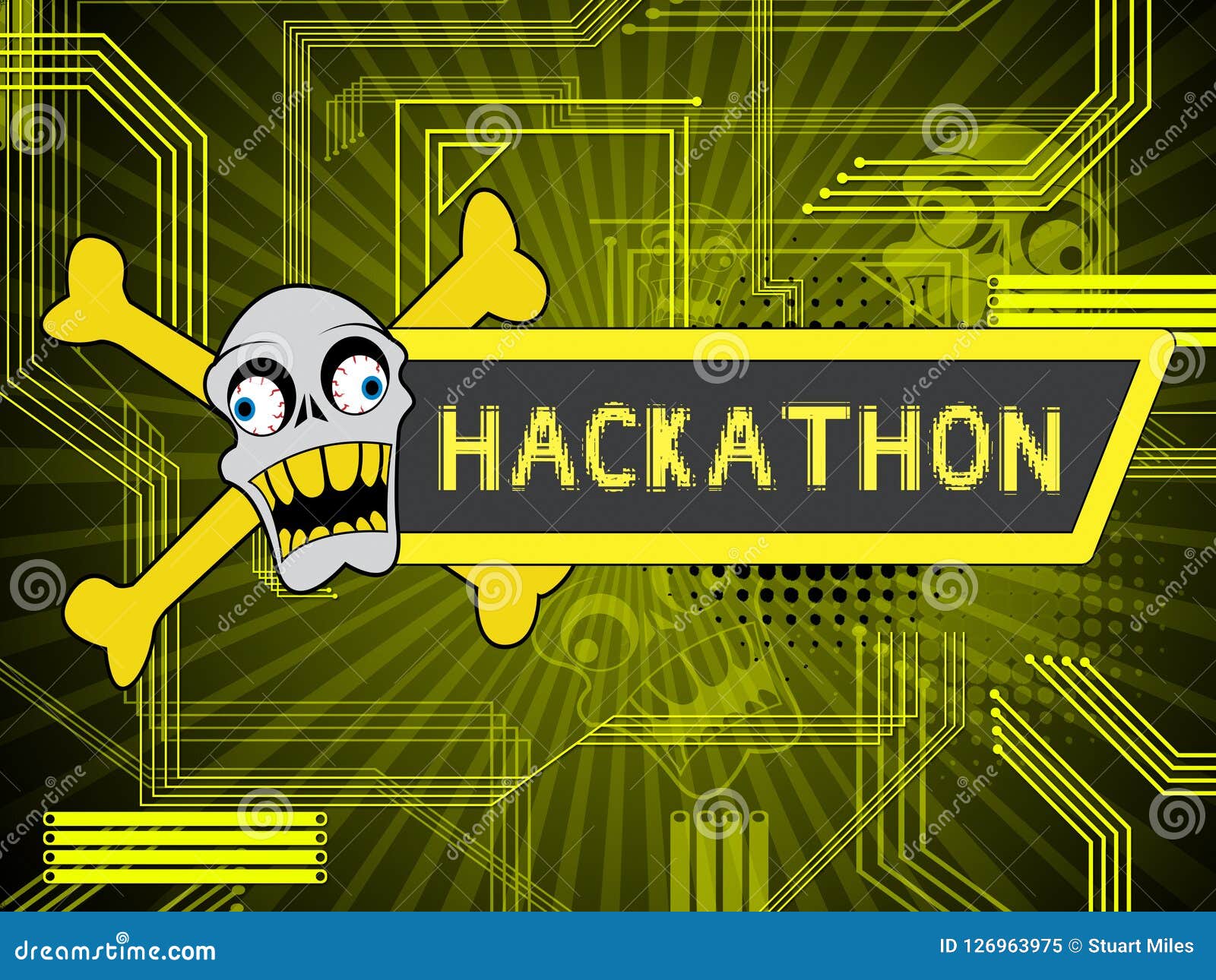 Hackathon Technology Threat Online Coding 2d Illustration Stock