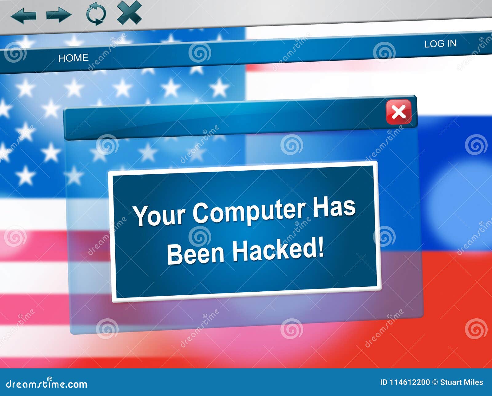 Hacked Computer Popup Message on Laptop Computer 3d Illustration Stock ...