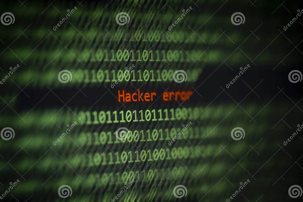 Hacked Computer Technology Binary Code Number Data Alert ! Hacker Error ...