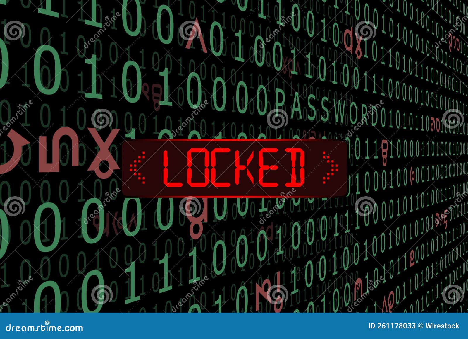 Hacked Data System is Locked. Stock Image - Image of information, code: 261178033