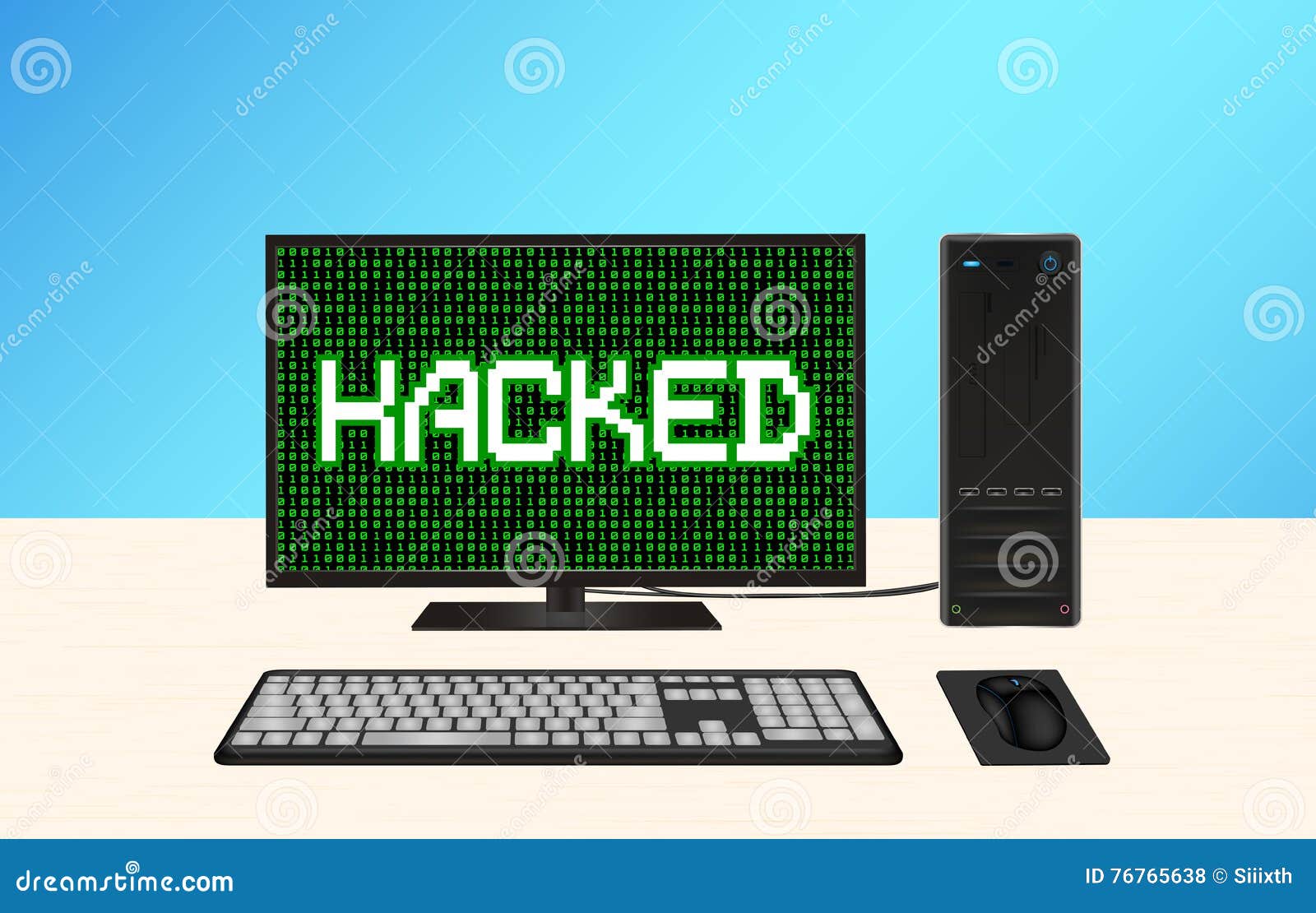 Hacked Desktop Computer Vector Stock Vector - Illustration of hacked ...