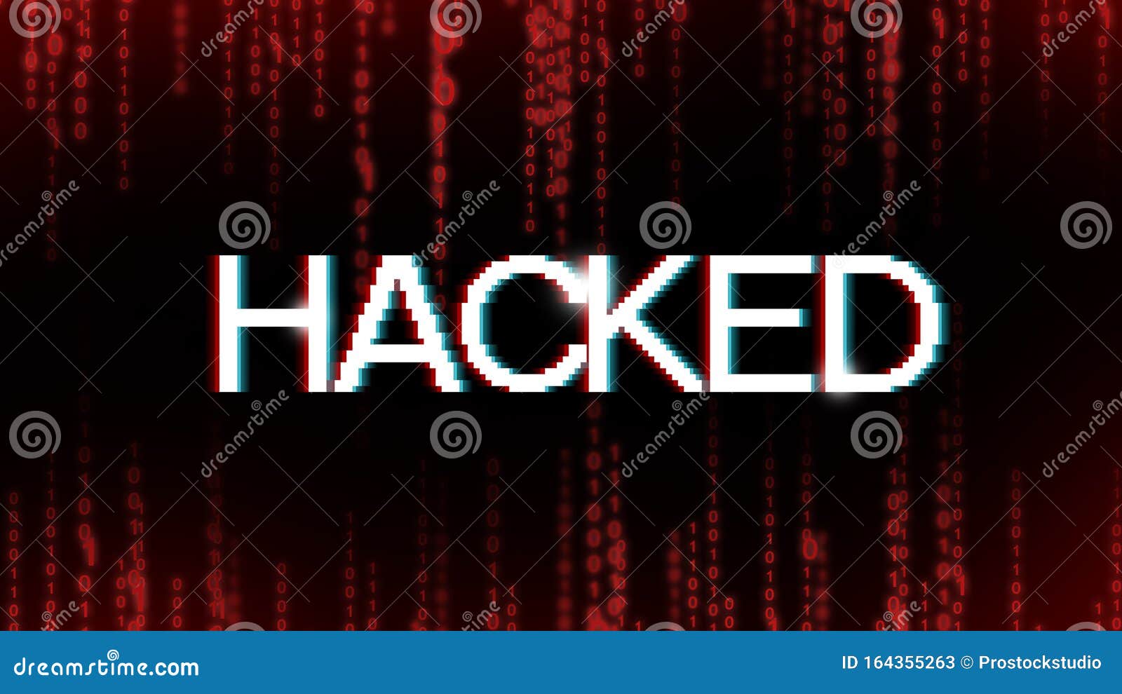 Hacked Inscription in Pixel Style Over Red Binary Code Stream Stock ...