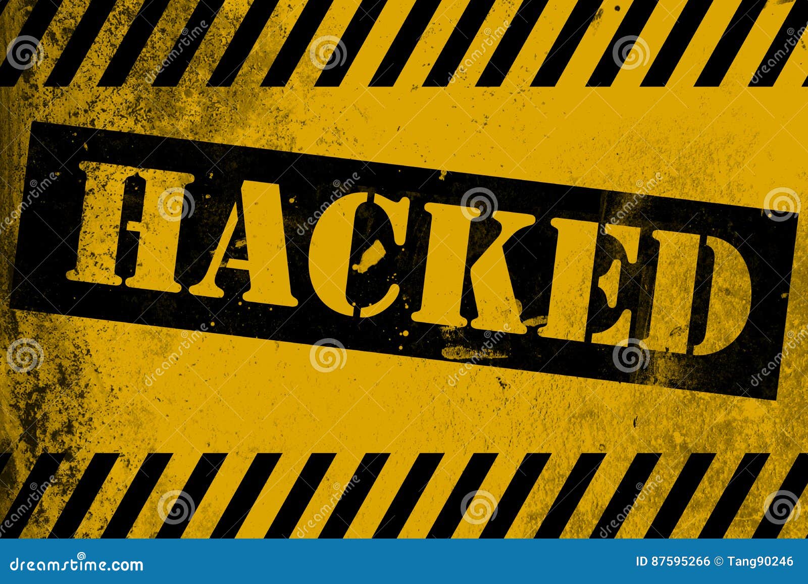 Hacked Sign Yellow with Stripes Stock Illustration - Illustration of ...