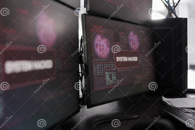 Hacked System Alert Message Showing on Multiple Monitors Stock Image ...