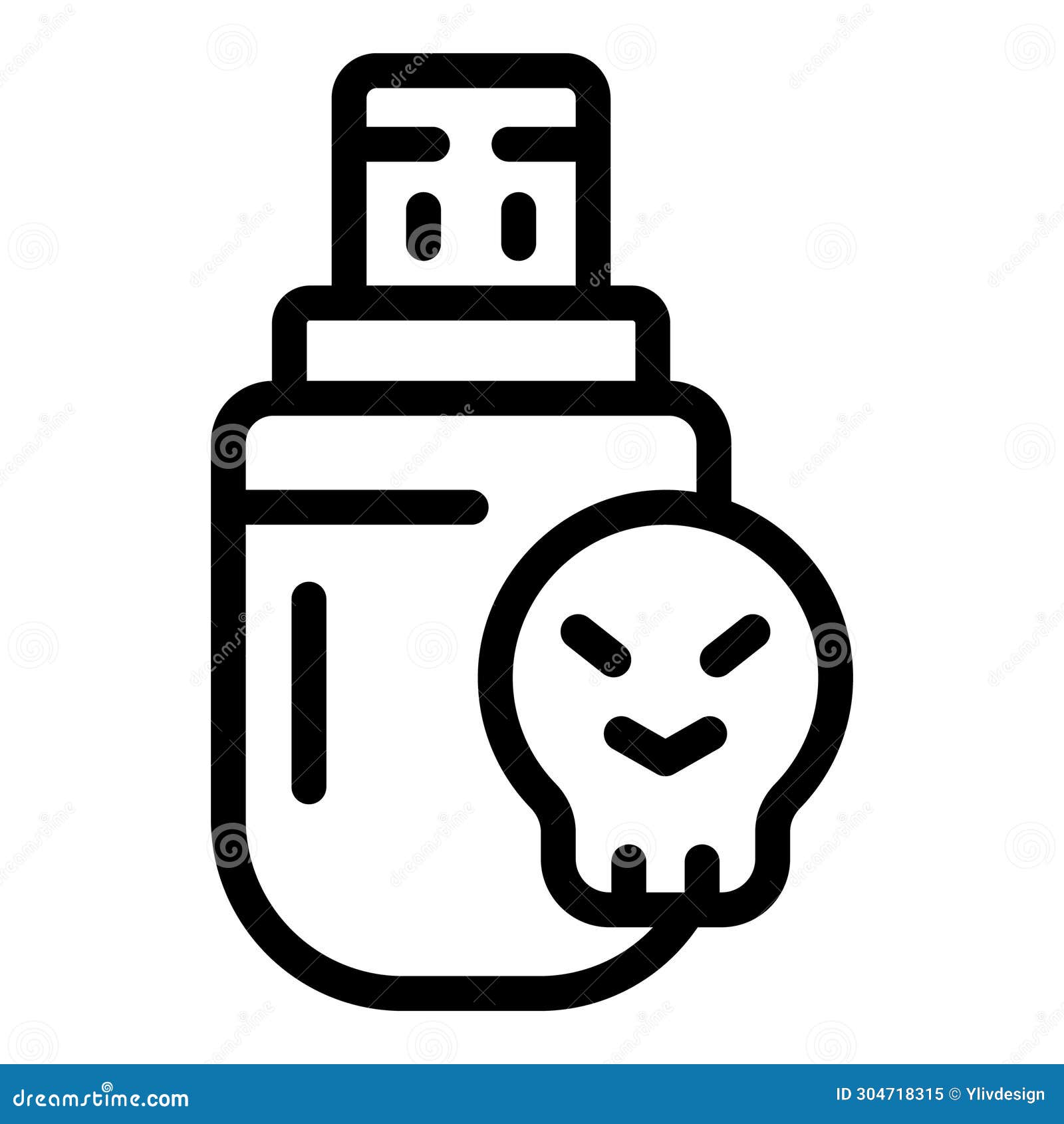 Hacked Usb Flash Icon Outline Vector. System Destroy Stock Illustration ...