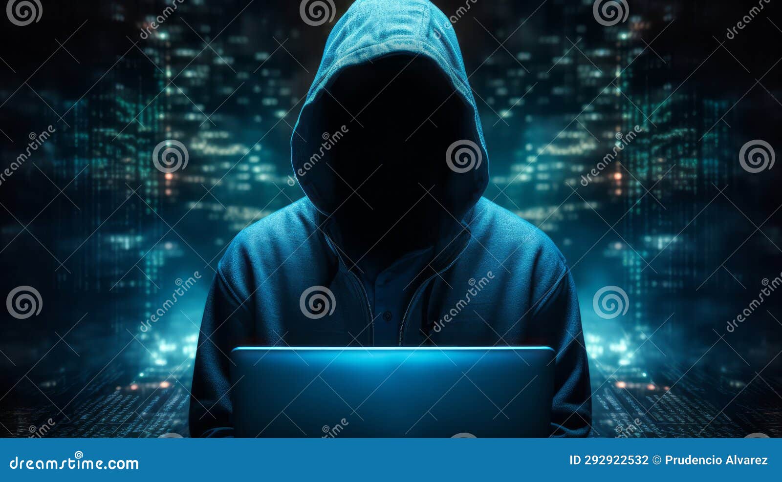 Hacker with Abstract Background of Technology Stock Illustration ...