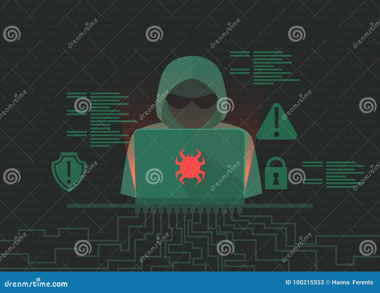 Hacker Activity Banner. Programmer Writes Viruses and Hacks. Dos Attack ...