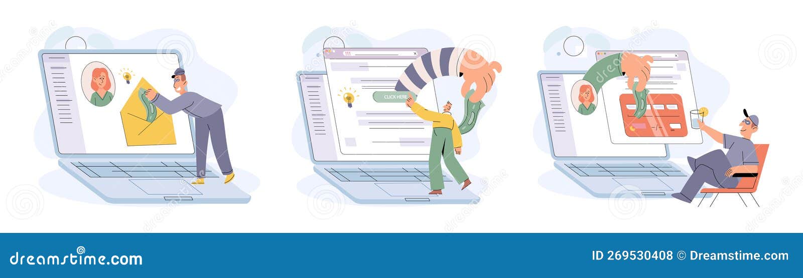 Hacker Activity Big Set Hacking Computer Phishing Account Cyber Attack On Personal Data Stock