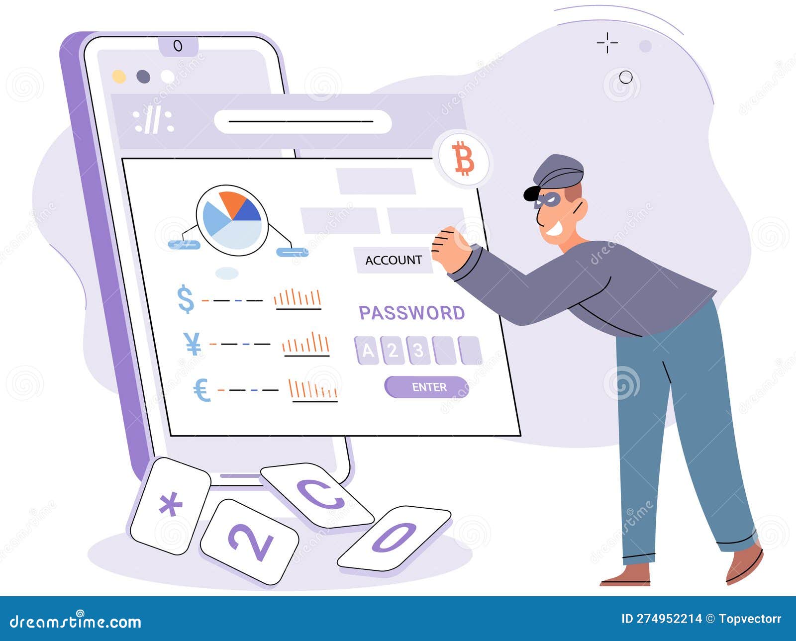 Hacker Activity Big Set. Hacking Computer. Phishing Account, Cyber ...