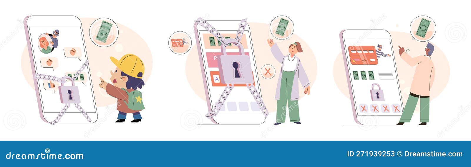 Hacker Activity Big Set. Hacking Computer. Phishing Account, Cyber ...